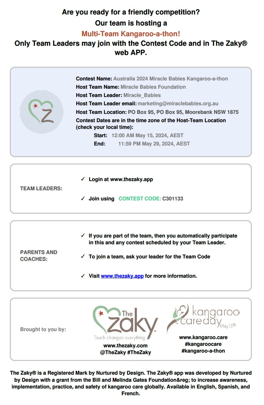 Australia Kangaroo-a-thon 2024 (Miracle Babies Foundation) – Int'l Kangaroo Care Awareness Day ...